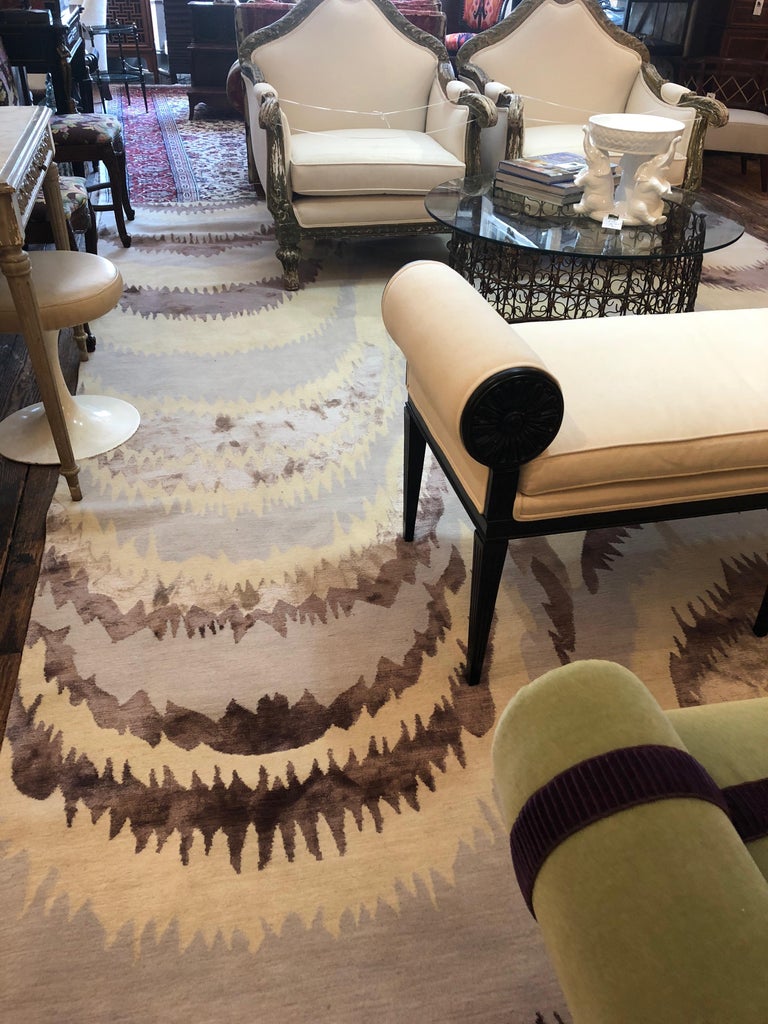 Stunning Handwoven Custom Silk and Wool Tibetan Rug at 1stDibs