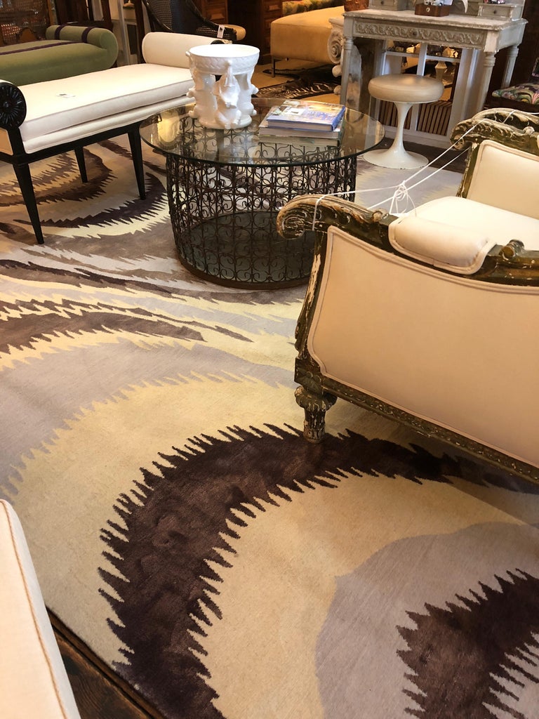 Stunning Handwoven Custom Silk and Wool Tibetan Rug at 1stDibs