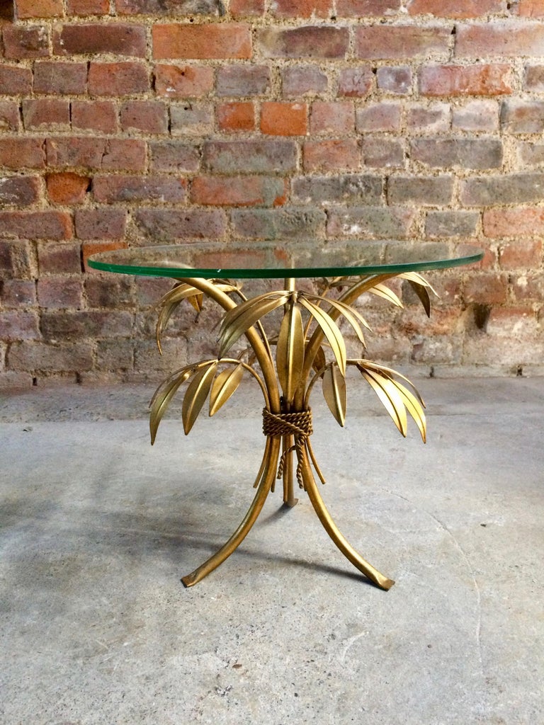 Stunning Hans Kögl Gold Palm Tree Side Tables Pair Hollywood Regency ...