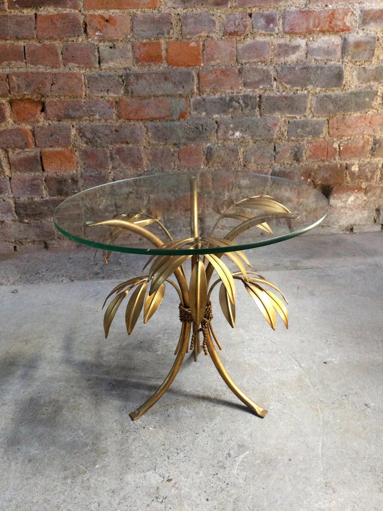 Stunning Hans Kögl Gold Palm Tree Side Tables Pair Hollywood Regency ...