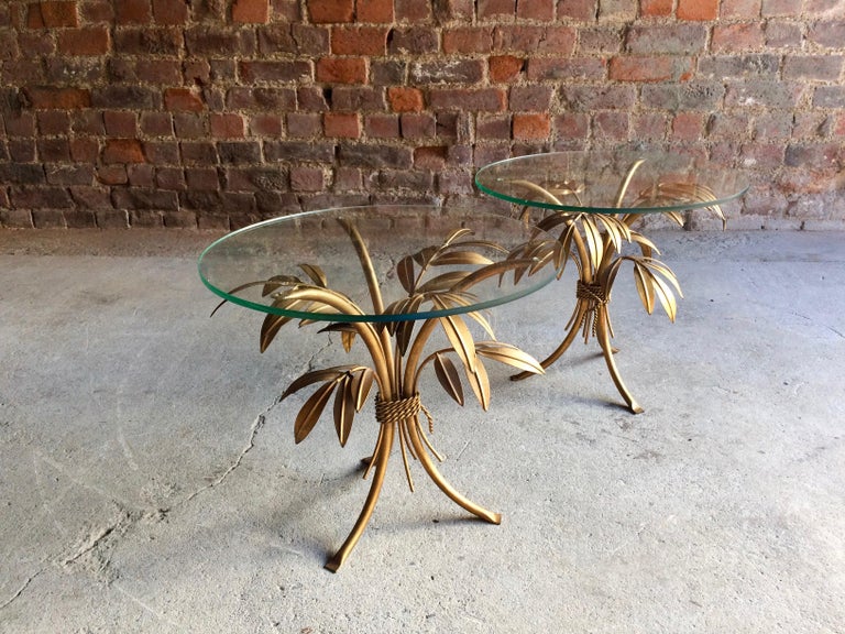 Stunning Hans Kögl Gold Palm Tree Side Tables Pair Hollywood Regency ...