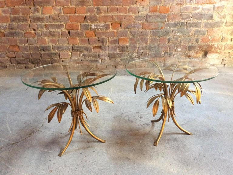 Stunning Hans Kögl Gold Palm Tree Side Tables Pair Hollywood Regency ...