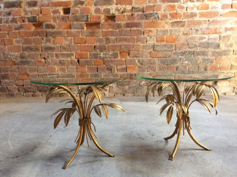 Stunning Hans Kögl Gold Palm Tree Side Tables Pair Hollywood Regency ...