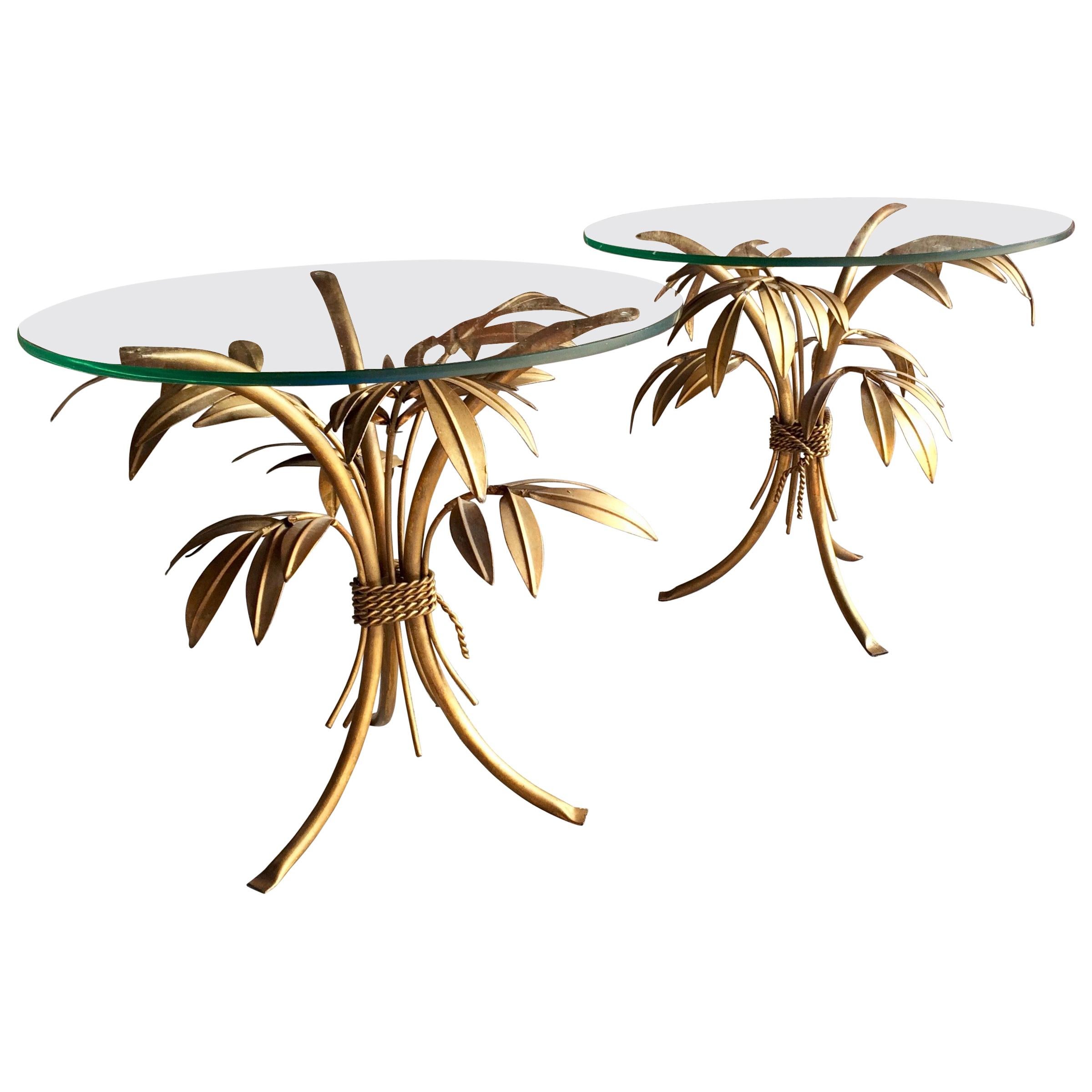 Stunning Hans Kögl Gold Palm Tree Side Tables Pair Hollywood Regency ...