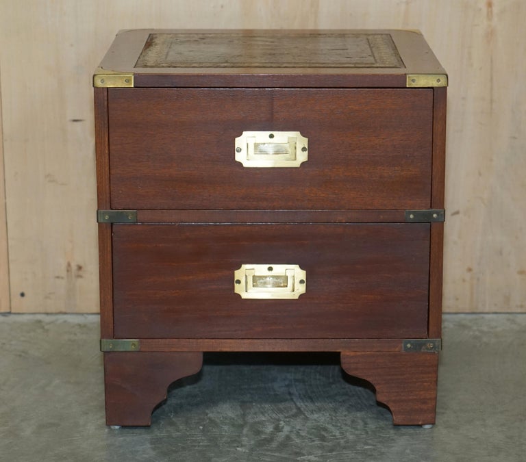Stunning Harrods Kennedy Military Campaign Side End Table Drawers Brown ...