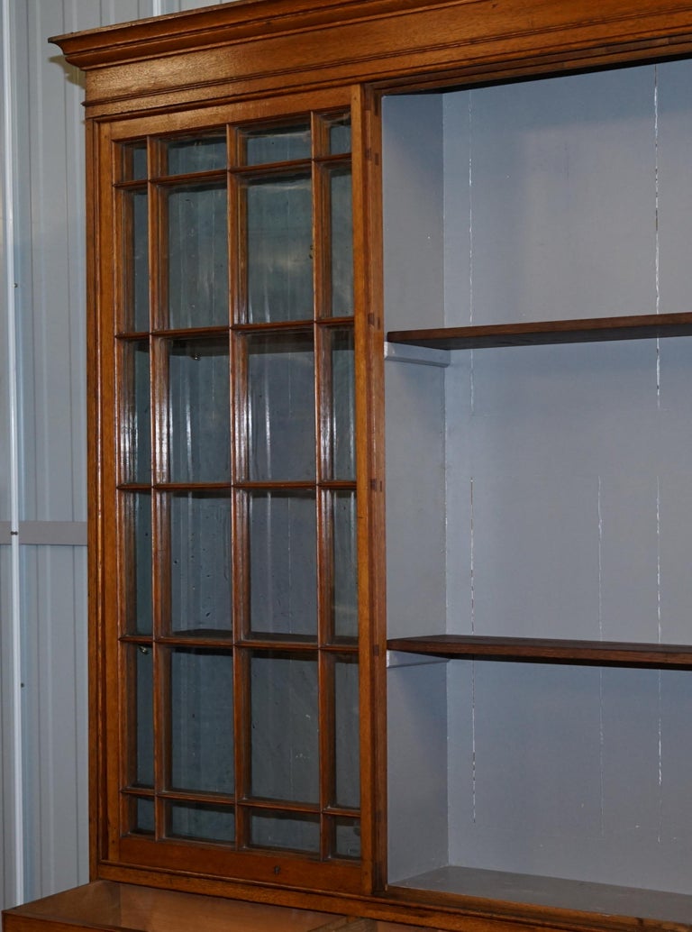 Stunning Huge Tall, Victorian Oak Library Bookcase Sliding Glass Doors ...