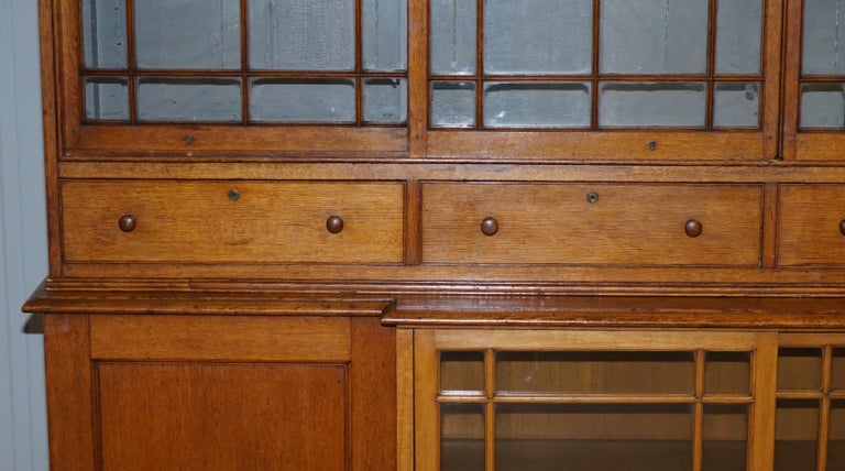 Stunning Huge Tall, Victorian Oak Library Bookcase Sliding Glass Doors ...