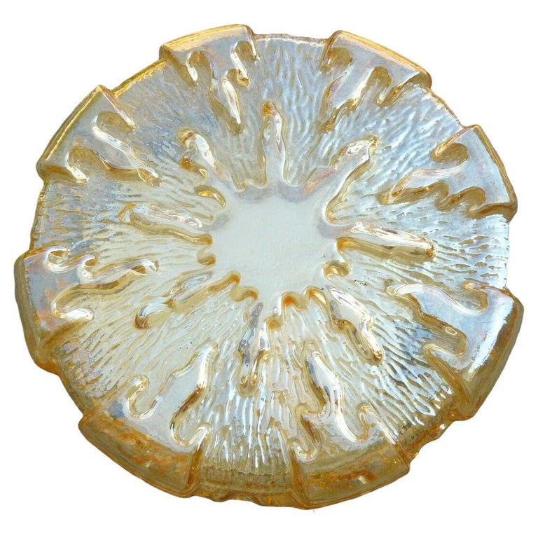 Stunning Ice Glass Flush Mount Ceiling Light, 1970s at 1stDibs