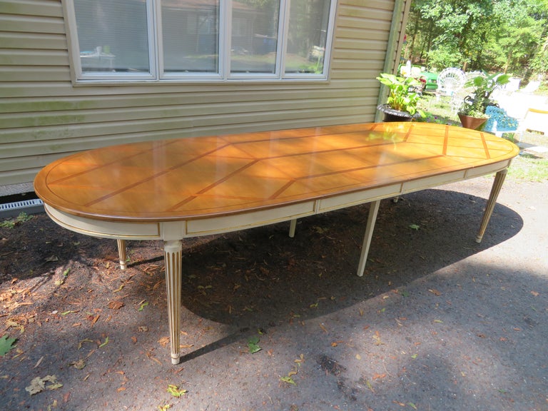 Stunning In-Laid Lattice Top Racetrack Dining Table Hollywood Regency ...