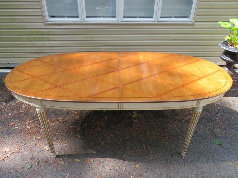 Stunning In-Laid Lattice Top Racetrack Dining Table Hollywood Regency ...