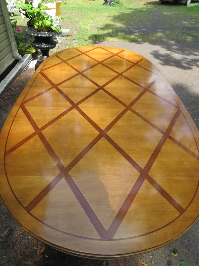 Stunning In-Laid Lattice Top Racetrack Dining Table Hollywood Regency ...