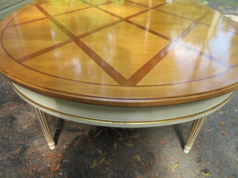 Stunning In-Laid Lattice Top Racetrack Dining Table Hollywood Regency ...