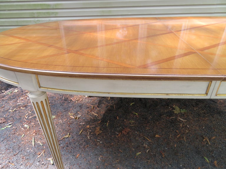 Stunning In-Laid Lattice Top Racetrack Dining Table Hollywood Regency ...