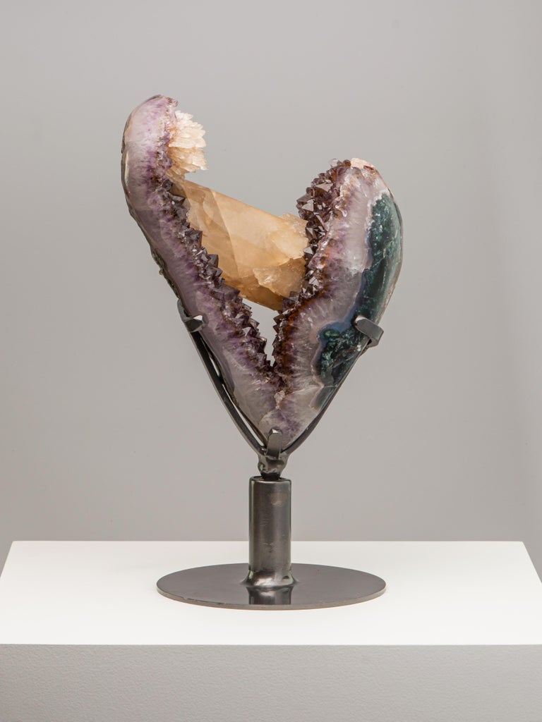 Stunning Jaw-Like Geode Section with Ametrine, Rare Calcite Formation ...