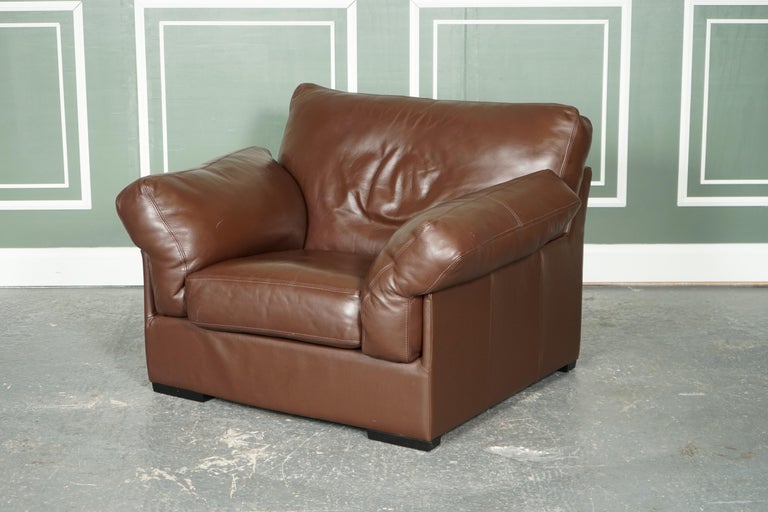 Stunning John Lewis Java Brown Leather Armchair Part of Suite For Sale ...