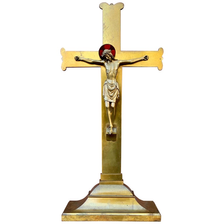 Stunning and Large Altar Crucifix with Detailed Bronze Sculpture of ...