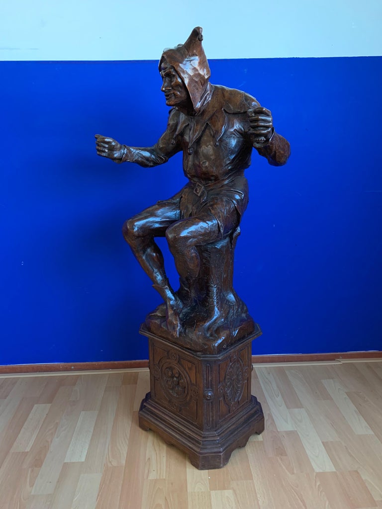 Stunning, Large and Hand Carved Renaissance Revival Court Jester ...