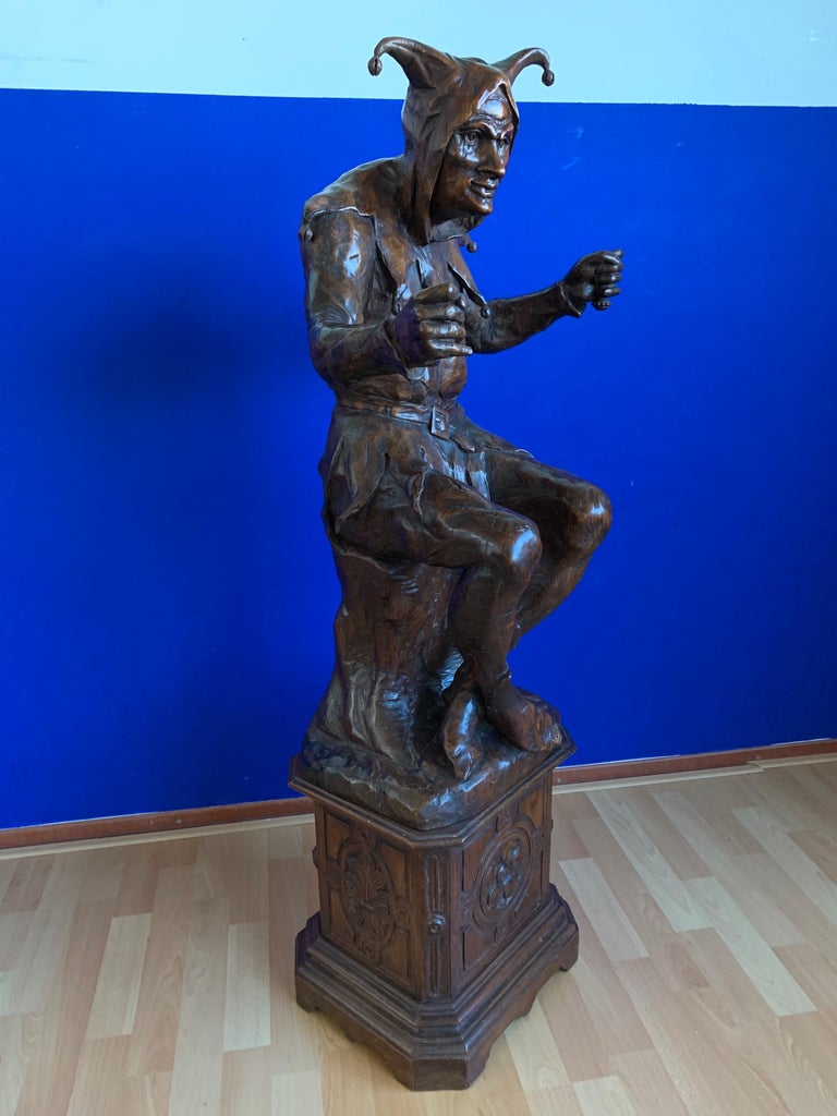 Stunning, Large and Hand Carved Renaissance Revival Court Jester ...