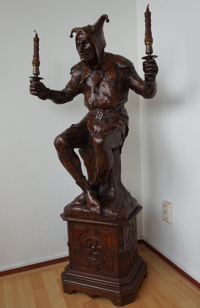 Stunning, Large and Hand Carved Renaissance Revival Court Jester ...
