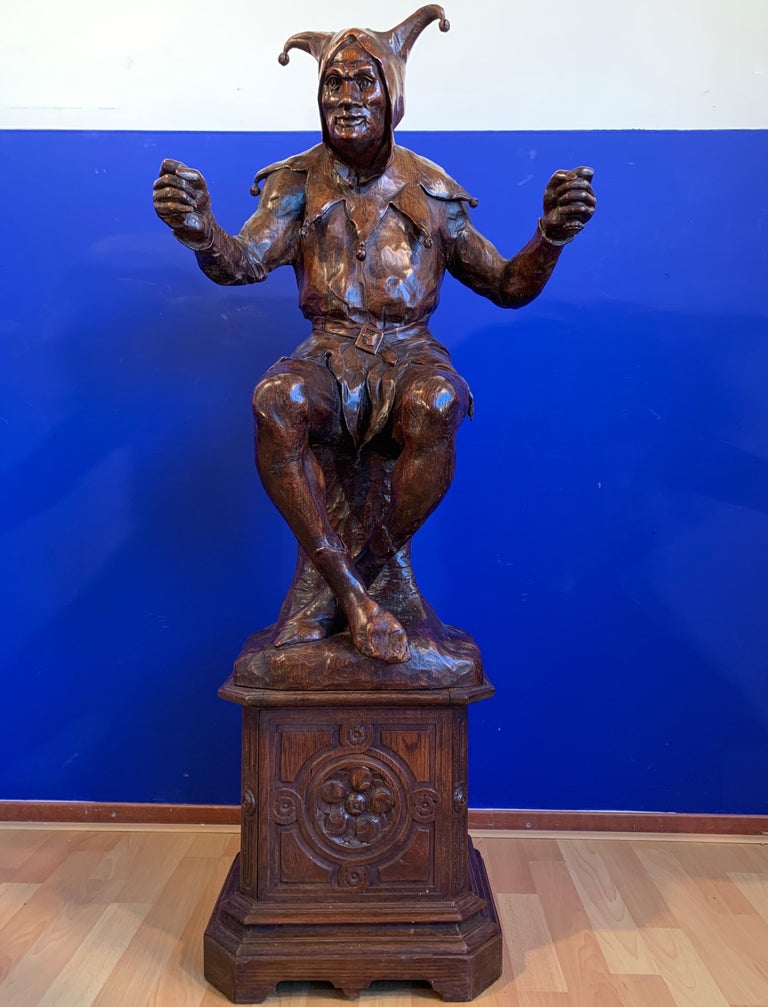 Stunning, Large and Hand Carved Renaissance Revival Court Jester ...