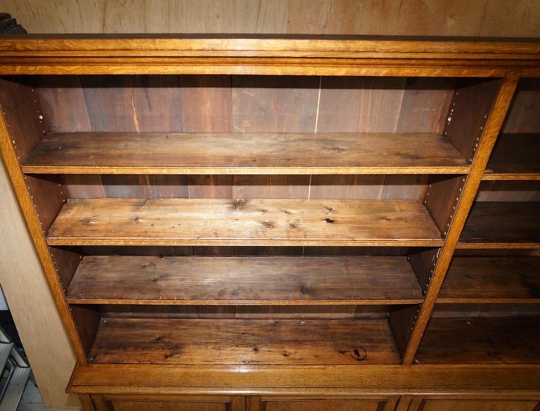 Stunning Large Antique Victorian Oak Library Bookcase Height Adjustable ...
