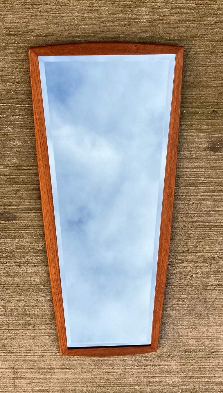 Stunning Large Danish Teak Framed Fan Shaped Rectangular Mirror with ...
