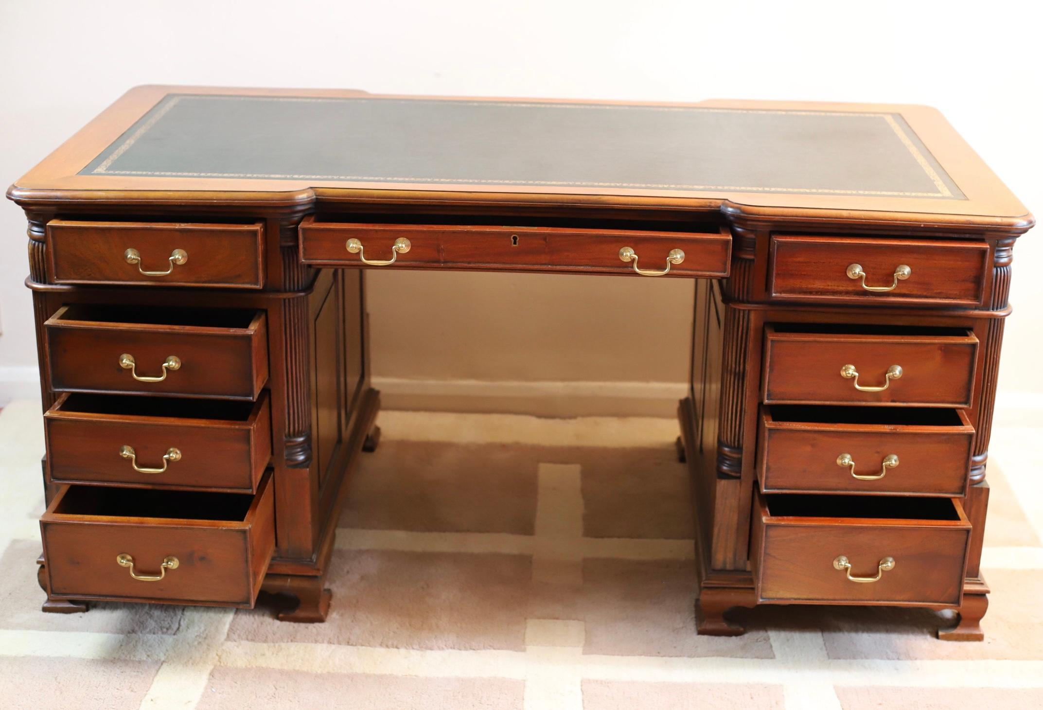 Stunning Large Georgian Style Partner's Desk For Sale at 1stDibs