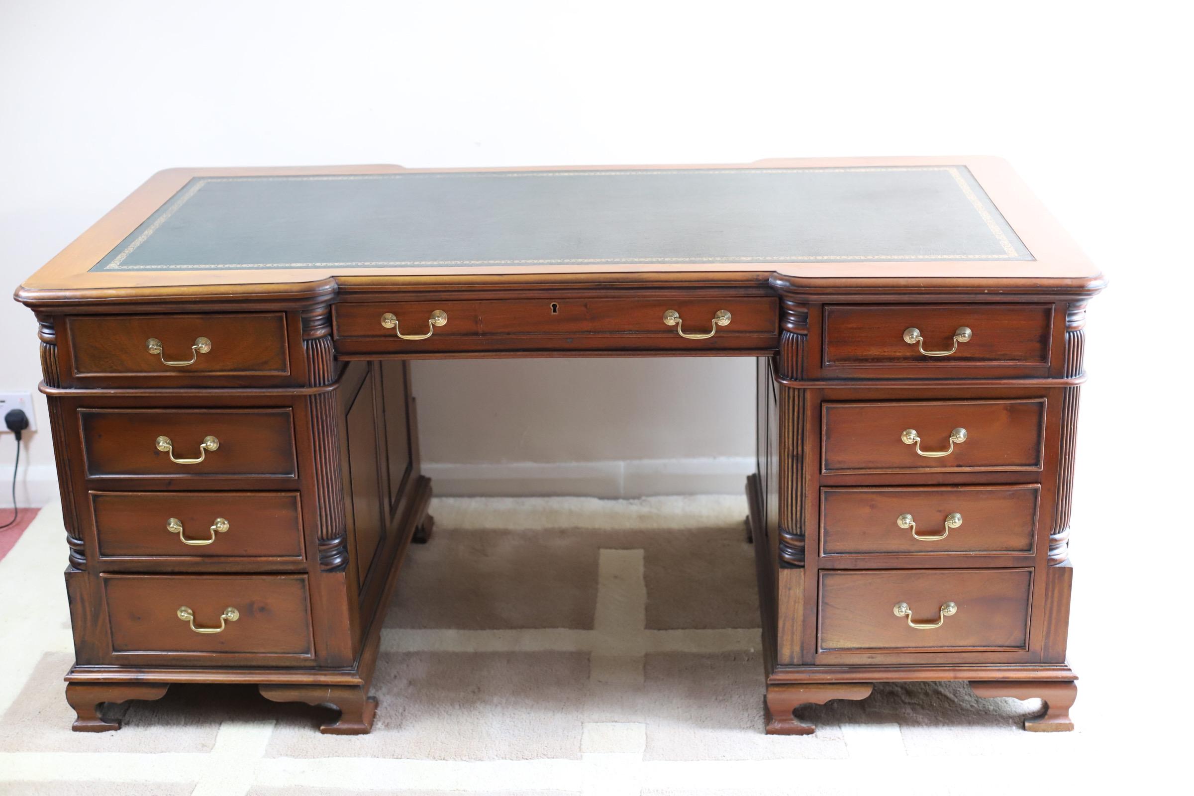 Stunning Large Georgian Style Partner's Desk For Sale at 1stDibs