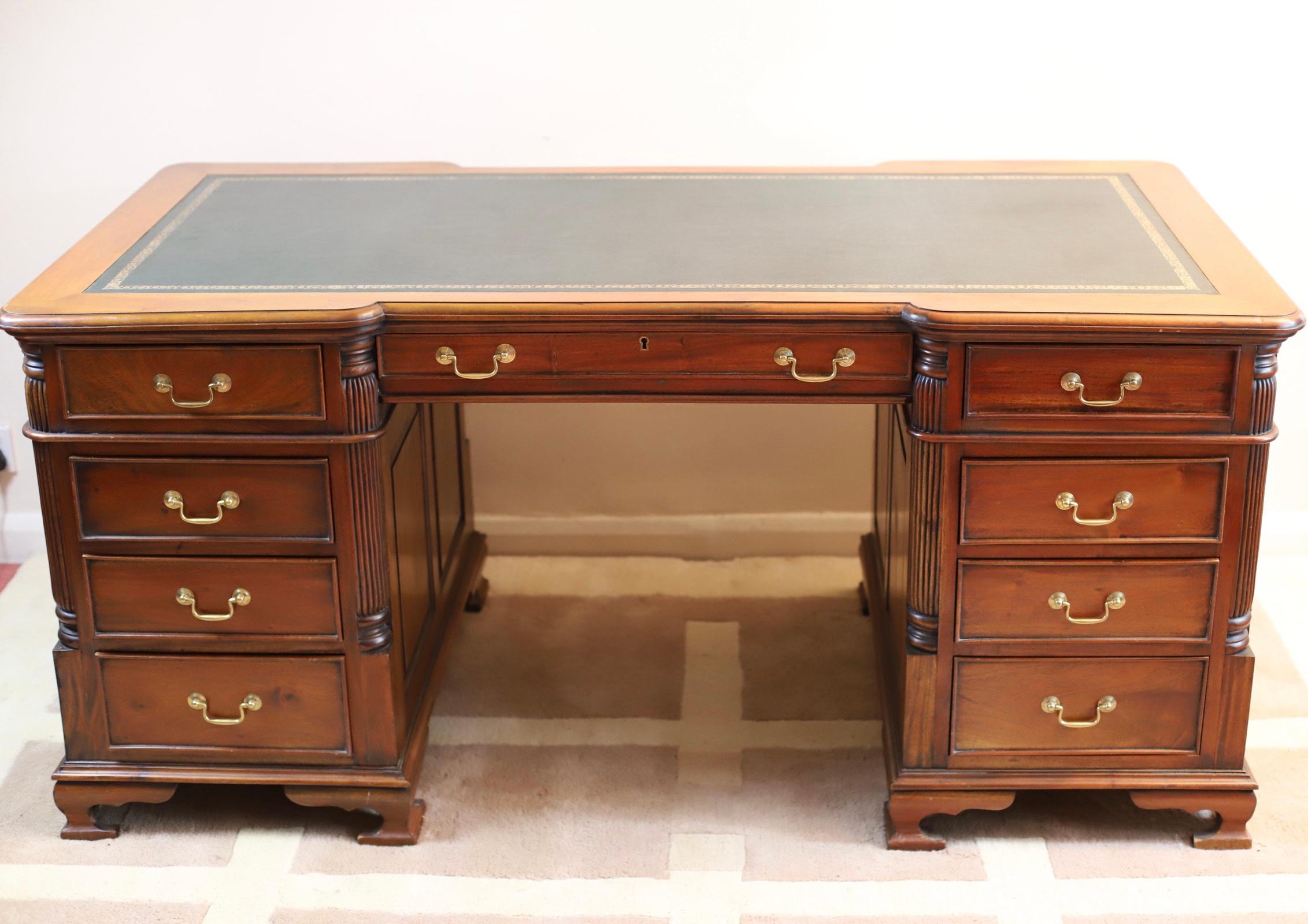 Stunning Large Georgian Style Partner's Desk For Sale at 1stDibs