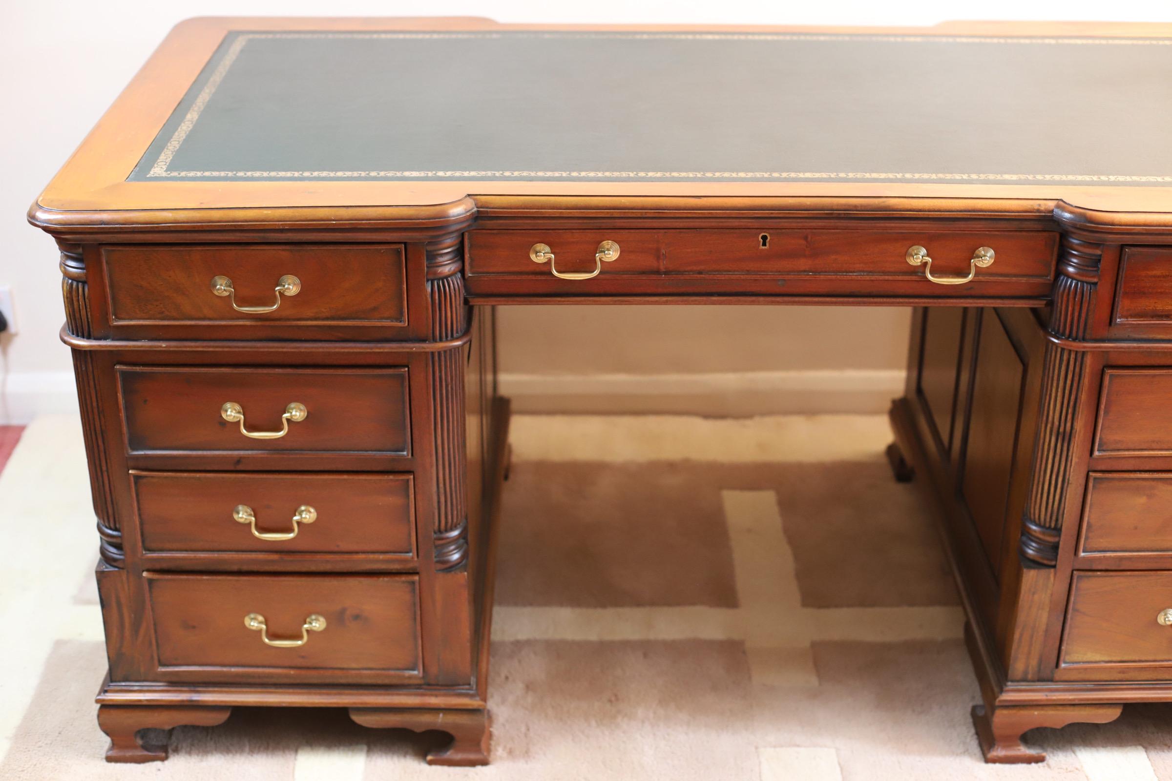 Stunning Large Georgian Style Partner's Desk For Sale at 1stDibs