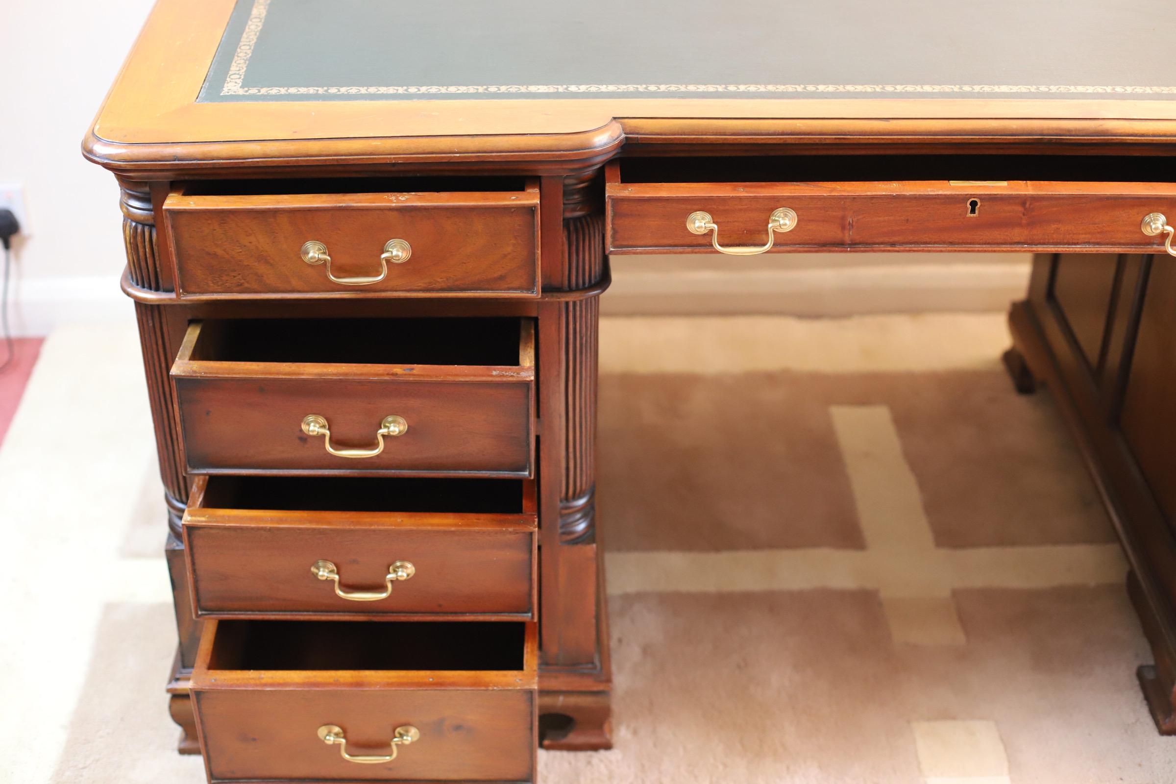 Stunning Large Georgian Style Partner's Desk For Sale at 1stDibs