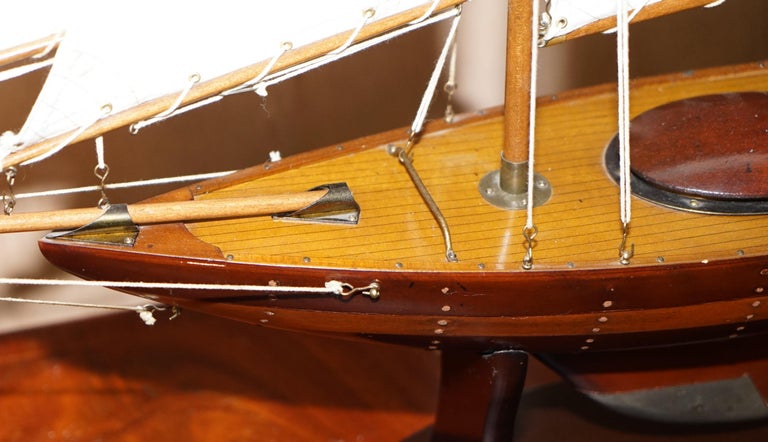 Stunning Large Hand Carved Wooden Model Boat Working Rudder Large Sails ...