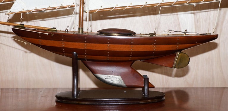 Stunning Large Hand Carved Wooden Model Boat Working Rudder Large Sails ...