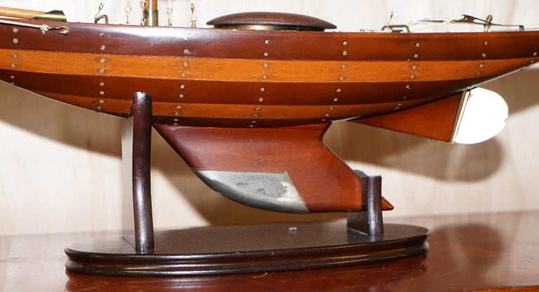 Stunning Large Hand Carved Wooden Model Boat Working Rudder Large Sails ...