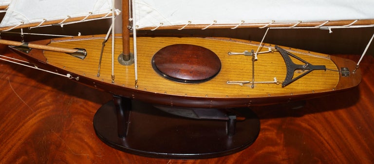 Stunning Large Hand Carved Wooden Model Boat Working Rudder Large Sails ...