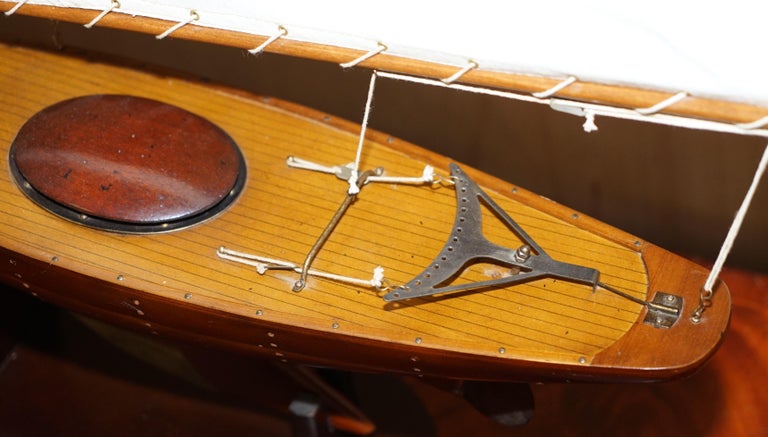 Stunning Large Hand Carved Wooden Model Boat Working Rudder Large Sails ...