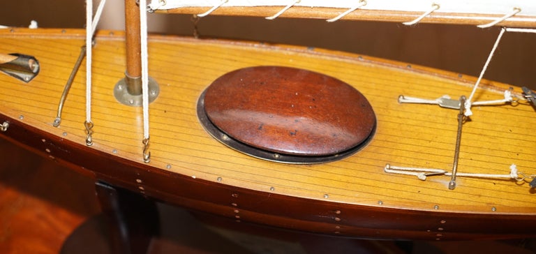 Stunning Large Hand Carved Wooden Model Boat Working Rudder Large Sails ...