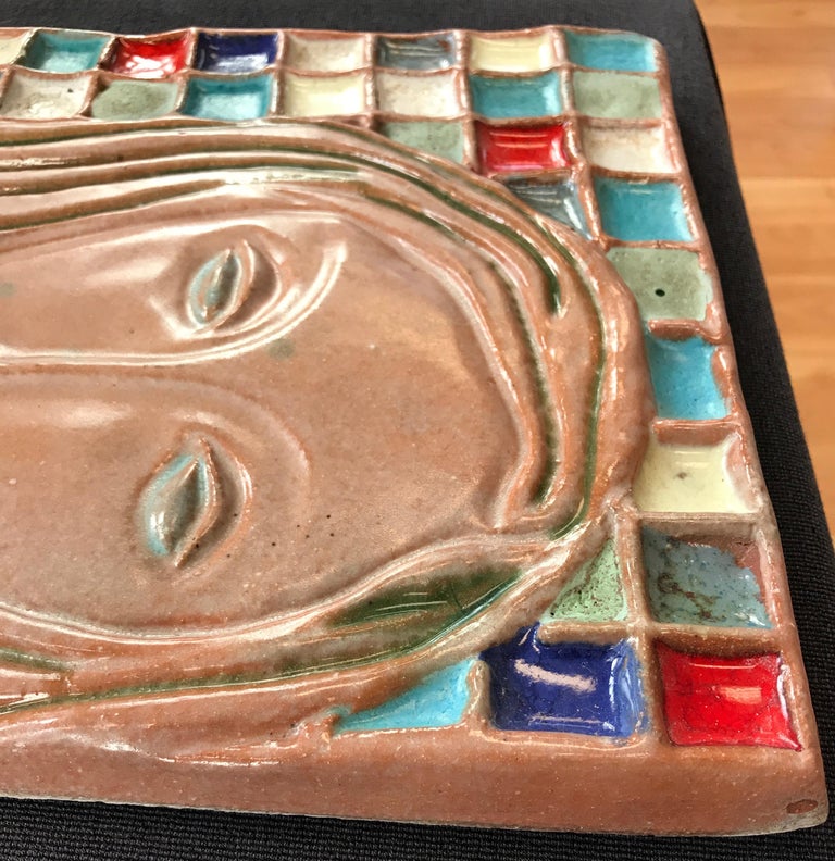 Stunning Large Harris Strong Woman Tile Art B For Sale at 1stdibs