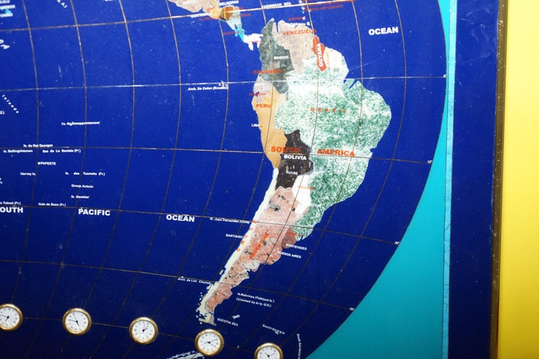 Stunning Large Lapis Lazuli Prescious Stones World Map with Time Zone ...