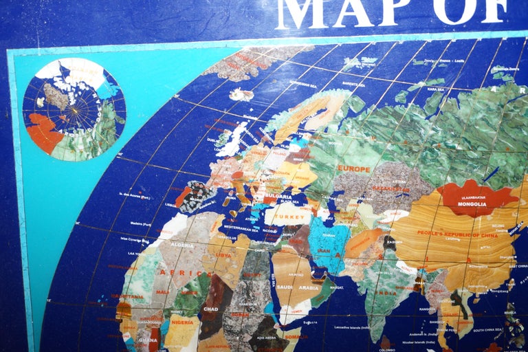Stunning Large Lapis Lazuli Prescious Stones World Map with Time Zone ...