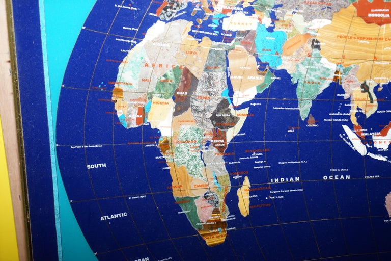 Stunning Large Lapis Lazuli Prescious Stones World Map with Time Zone ...