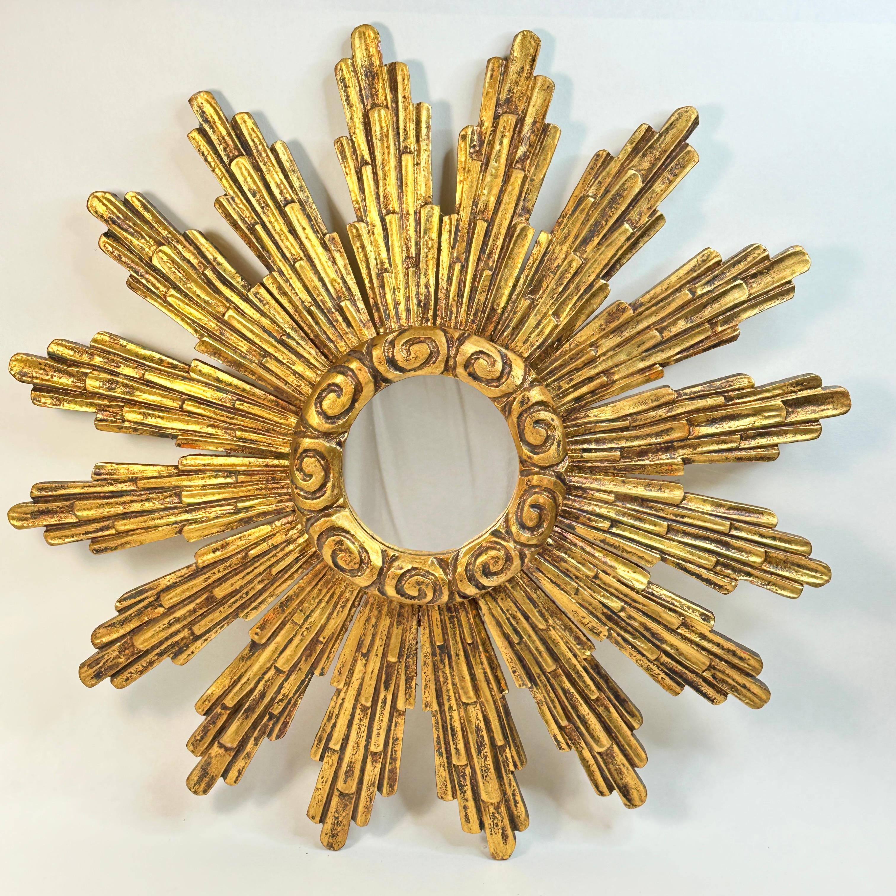 Stunning large Starburst Sunburst Gilded Wood Mirror, Germany circa ...