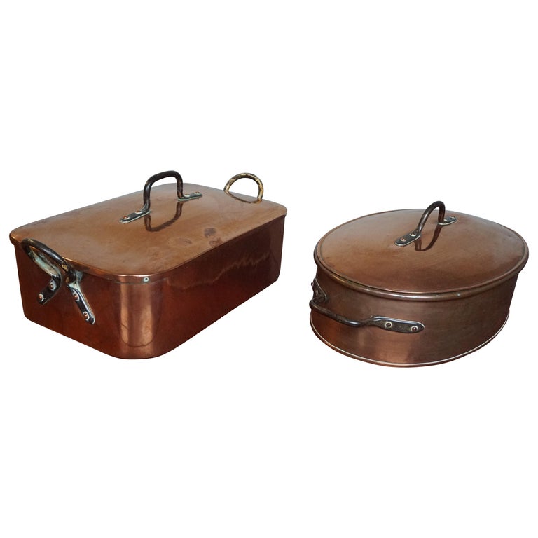 Stunning and Largest Ever Pair of Antique Copper Pans for Wild Roast in ...