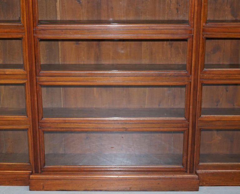 Stunning Library Breakfront Bookcase with Sliding Doors Sideboard Sized ...