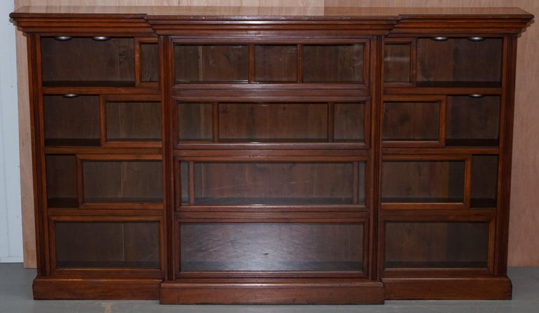 Stunning Library Breakfront Bookcase with Sliding Doors Sideboard Sized ...