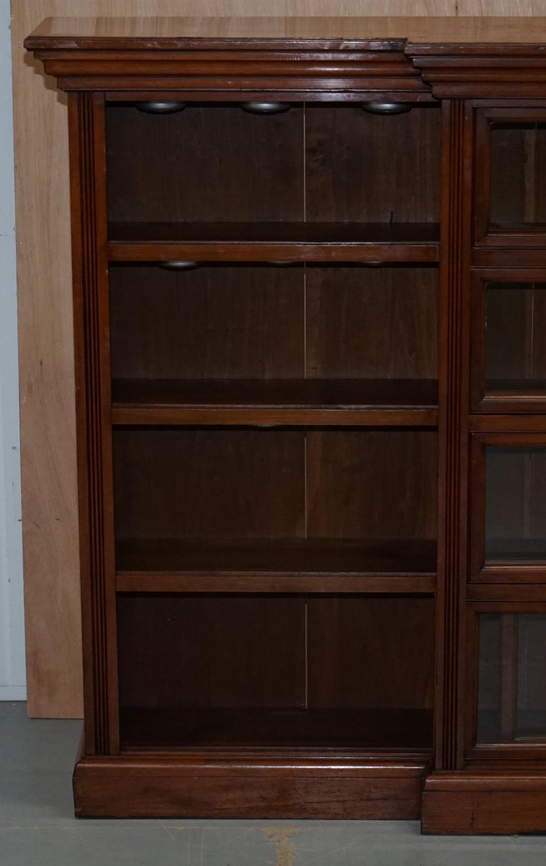 Stunning Library Breakfront Bookcase with Sliding Doors Sideboard Sized ...