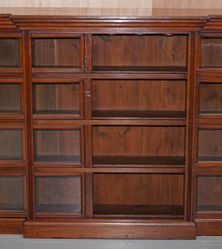Stunning Library Breakfront Bookcase with Sliding Doors Sideboard Sized ...