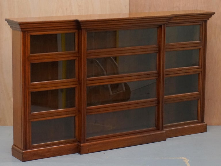 Stunning Library Breakfront Bookcase with Sliding Doors Sideboard Sized ...