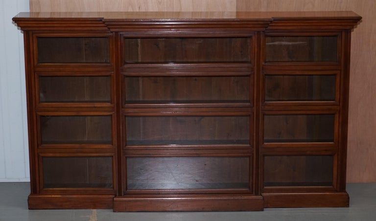 Stunning Library Breakfront Bookcase with Sliding Doors Sideboard Sized ...