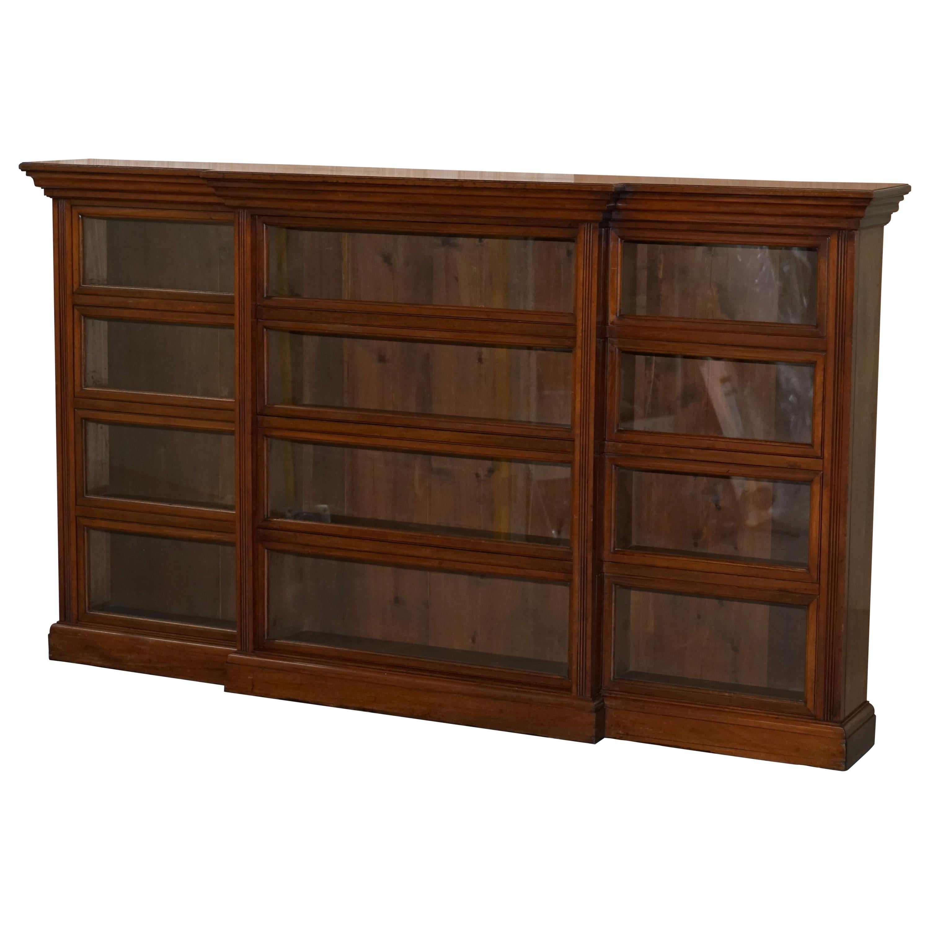 Stunning Library Breakfront Bookcase with Sliding Doors Sideboard Sized ...